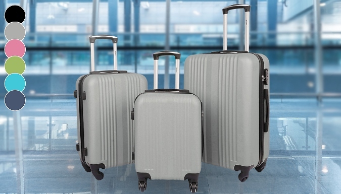 3 Piece Stripe Detail Luggage Set - 6 Colours