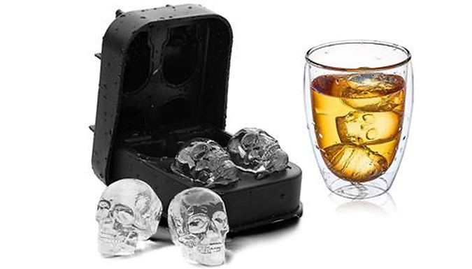 1, 2 or 3-Pack 3D Silicone Skull-Shape Ice Cube Trays