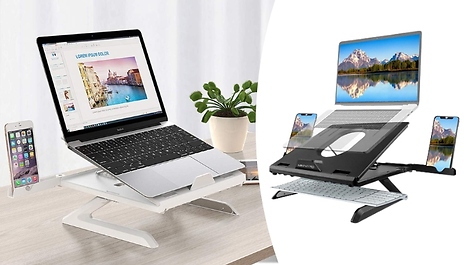 Adjustable Laptop Stand with Built-In Phone Holders - 2 Colours!