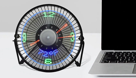 3-in-1 Mini Desk Fan Clock with Temperature Display