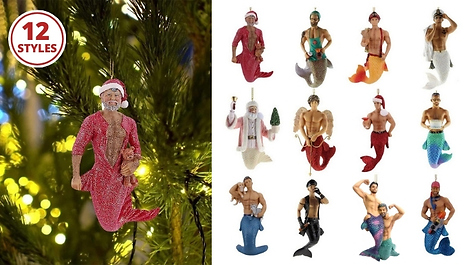 Quirky Mermen Christmas Tree Decorations - 12 Styles