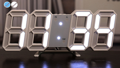 3D LED Light-Up Alarm Clock - 2 Colours