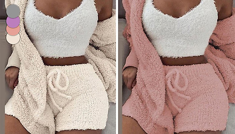 3-Piece Teddy Loungewear Set - 4 Sizes & 4 Colours