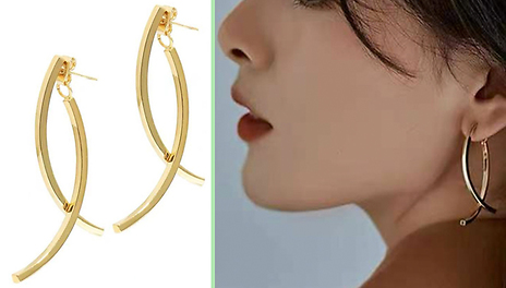 Wind Design Gold Steel Earrings